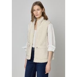 Street One Damen Fellimitatwesteeggshell ecru, Gr. 40, unifarben, Stoff, Obermaterial: 100% Polyester. Obermaterial 2: 100% Polyester, Westen, super