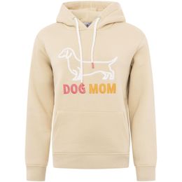 Zwillingsherz Damen Hoodie ""Dog Mom"", beige, Gr. L, unifarben, Sweatware, Obermaterial: 50% Baumwolle, 50% Polyester, Sweatshirts, mit gesticktem