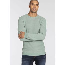 Bruno Banani Herren Rundhalspullover, gr&uuml;n, Gr. L, meliert, Strick, Obermaterial: 50% Baumwolle, 50% Polyacryl, Pullover