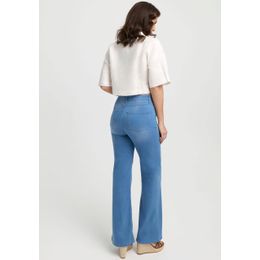 WONDERJEANS Damen Schlagjeans, blau, Gr. 34, unifarben, Denim/Jeans, Obermaterial: 58% Baumwolle, 21% Polyester, 19% Viskose, 2% Elasthan, Jeans,