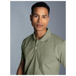 TRIGEMA Herren Poloshirt "TRIGEMA Polohemd mit Brusttasche", gr&uuml;n, Basic, Gr. M, Piqu&eacute;, 100% Baumwolle, Shirts