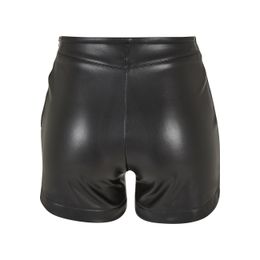 Urban Classics Damen Stoffhose "Urban Classics Damen Ladies Synthetic Leather Shorts", schwarz, Gr. XL, unifarben, 93% Polyester, 7% Elasthan, Hosen