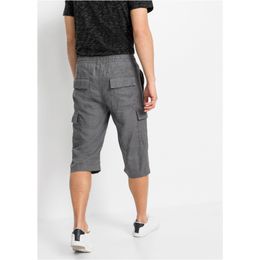 bonprix Herren Cargobermudasrauchgrau, Gr. 60, Web, Obermaterial: 55% Leinen, 45% Baumwolle, Hosen, aus Leinen, Regular Fit, mit sechs Taschen,