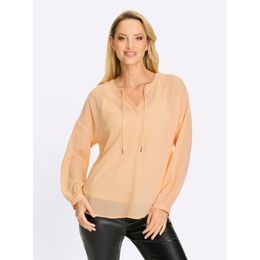 Heine Damen Langarmbluseapricot, Gr. 50, unifarben, 100% Polyester, Blusen