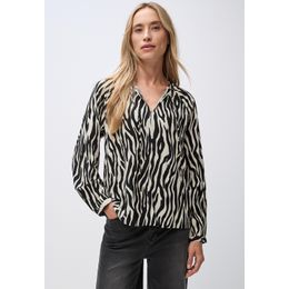 Street One Damen Tunika, schwarz, Gr. 34, Web, 100% Viskose, Tuniken, mit Zebra-Print