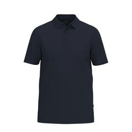 OLYMP Herren Poloshirtmarine, Gr. S, unifarben, Web, Obermaterial: 95% Leinen, 5% Elasthan, Shirts, aus hochwertigem Leinen, unifarben