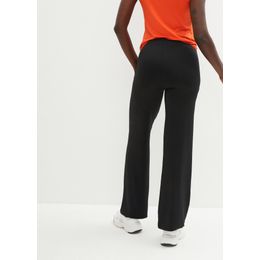 bonprix Damen Jogginghoseschwarz, Gr. 48, Web, Obermaterial: 88% Polyester, 12% Elasthan, Hosen, aus schnelltrocknendem Stretchmaterial, mit