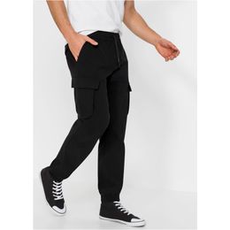 bonprix Herren Schlupfhose, schwarz, Gr. 52, Web, Obermaterial: 73% Viskose, 23% Polyamid, 4% Elasthan, Hosen, aus Stretch-Material, in