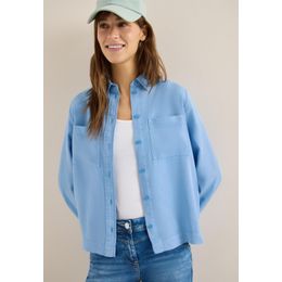 Langarmbluse Cecil, Damen, Gr. S (38), blau (cloud blau), Web, Obermaterial: 100% Lyocell, unifarben, l&auml;ssig geschnitten h&uuml;ftbedeckend, Rundhals, 1-Knopf-Manschette, Blusen, aus atmungsaktivem Lyocell