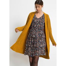 bonprix Damen Longstrickjackehonig meliert, Gr. 32, unifarben, Strick, Obermaterial: 75% Polyacryl, 22% Polyester, 3% Elasthan, Strickjacken, lockere