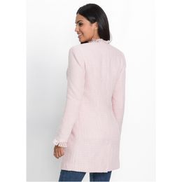 bonprix Damen Longblazer, rosa, Gr. 40, Obermaterial: 100% Polyester. Futter: 100% Polyester, Blazer, eleganter Boucl&eacute;-Look, Regular Fit, mit langem