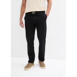 bonprix Herren Chinohose, schwarz, Gr. 50, Web, Obermaterial: 98% Baumwolle, 2% Elasthan, Hosen, aus Baumwolle mit Elasthan-Anteil, seitlicher