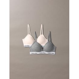 Damen Triangel-BH "2PK TRIANGLE", Calvin Klein Underwear, Gr. 140, rosa, Jersey, Obermaterial: 95% Baumwolle, 5% Elasthan, BHs, mit Logobund