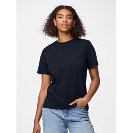 Rundhalsshirt Pieces "PCRIA SS SOLID TEE NOOS BC", Damen, Gr. XS, sky captain, Single Jersey, Obermaterial: 100% Baumwolle, unifarben, regular fit normal, Rundhals, Shirts Rundhalsshirt