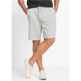 Sweatbermudas bonprix, Herren, Gr. 44/46, N-Gr, hellgrau meliert, angeraute Sweatware, Obermaterial: 95% Baumwolle, 5% Viskose, meliert, unifarben, regular fit kniefrei, Hosen, elastischer Bund und seitlichen Einstecktaschen