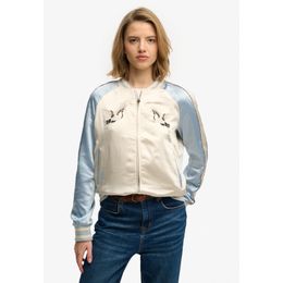 Superdry Damen Parka "SUIKAJAN EMBROIDERED BOMBER", beige, Gr. XXL, Web, Obermaterial: 100% Polyester, Jacken, Slim Fit, mit Rei&szlig;verschluss, aus