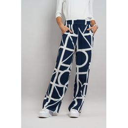 Seidel Moden Damen Stoffhose "Otto exclusiv"navy, Gr. 40, gemustert, Web, Obermaterial: 100% Viskose, Hosen, mit grafischem Muster und weitem Schnitt