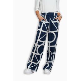 Seidel Moden Damen Stoffhose "Otto exclusiv"navy, Gr. 46, gemustert, Web, Obermaterial: 100% Viskose, Hosen, mit grafischem Muster und weitem Schnitt