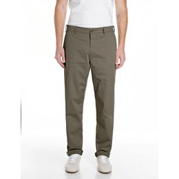 Replay Herren Chinohose "Adhann", gr&uuml;n, Gr. 30, unifarben, Twill, Obermaterial: 98% Baumwolle, 2% Elasthan, Hosen, in regul&auml;rer Passform, krempelbar