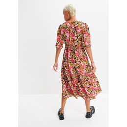 bonprix Damen Midikleid, bunt, Gr. 44, Obermaterial: 85% Viskose, 15% Polyamid, Kleider, f&uuml;r Casualmode, aus Viskose und Polyamid, A-Linie, mit