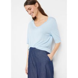 bonprix Damen T-Shirt, bunt, Gr. 40, unifarben, Jersey, Obermaterial: 100% Viskose, Shirts, Figur umspielende Passform, Halbarm, V-Ausschnitt, aus