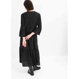bonprix Damen Maxikleid, schwarz, Gr. 40, Obermaterial: 100% Baumwolle, Kleider, f&uuml;r Fr&uuml;hjahr und Sommer, aus reiner Baumwolle, Oversize-Fit