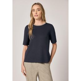 Street One Damen Rundhalsshirtshadowed navy, Gr. 36, unifarben, Stoff, 48% Polyester, 48% Viskose, 4% Elasthan, Shirts, mit Kontrastdetail