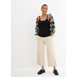 bonprix Damen Shirttopschwarz, schwarz, Gr. 36, Jersey, Obermaterial: 95% Baumwolle, 5% Elasthan, Tops, Slim fit, ohne &Auml;rmel, langer Schnitt, aus