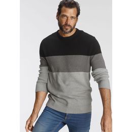 MAN'S WORLD MAN'S WORLD Herren Rundhalspullover "Bis Gr&ouml;&szlig;e 5 XL", bunt, Gr. S, Feinstrick, Obermaterial: 75% Baumwolle, 25% Polyacryl, Pullover, mit Blockstreifen