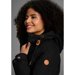Kangaroos Damen Parka, schwarz, Gr. 42, Fellimitat, unifarben, Web, Obermaterial: 54% Polyester, 46% Baumwolle. Futter: 100% Polyester. Futter