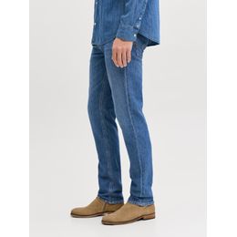 Jack & Jones JACK & JONES Herren Regular-fit-Jeans "JJICLARK im Used-Look, Stretchkomfort und niedrige Leibh&ouml;he", blau, Gr. 32, Abriebeffekte, Denim/Jeans,