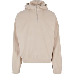 Urban Classics Herren Sweater "Urban Classics Herren Oversized Polar Fleece Half Zip Hoody"wetsand, Gr. L, unifarben, 100% Polyester, Sweatshirts