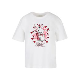 T-Shirt MISS TEE "Miss Tee Psycho Kitty Tee", Damen, Gr. XL, wei&szlig;, 100% Baumwolle, bedruckt, oversize, Rundhals, Shirts T-Shirt