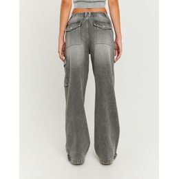 Tally Weijl Damen Cargojeans "SPADEGINNA", grau, Gr. 38, Abriebeffekte, Denim/Jeans, Obermaterial: 100% Baumwolle, Jeans, Baumwolle, baggy