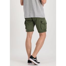 Herren Cargoshorts "Crew Short", gr&uuml;n, Gr. 31, Alpha Industries, unifarben, Web, Obermaterial: 98% Baumwolle, 2% Elasthan, Hosen