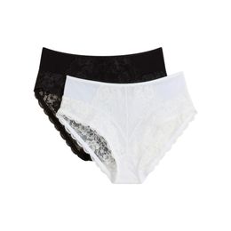 bonprix Damen Maxislip, Gr. 56wei&szlig;, schwarz, Spitze, Obermaterial: 80% Polyamid, 20% Elasthan. Netz: 90% Polyamid, 10% Elasthan. Spitze: 90%