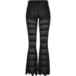 Urban Classics Damen Leggings "Urban Classics Damen Ladies Flared Crochet Knit Leggings", schwarz-wei&szlig;, Gr. 4XL, unifarben, 100% Polyacryl, Hosen