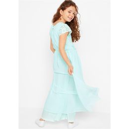 bonprix M&auml;dchen Chiffonkleid, blau, festlich, Gr. 152, Chiffon, Obermaterial: 100% Polyester. Futter: 100% Polyester, Kleider, festliches Kleid, mit