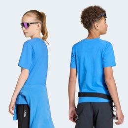 adidas terrex M&auml;dchen Funktionsshirt "KIDS MULTI LOGO", blau, Gr. 164, Obermaterial: 100% Baumwolle, Shirts