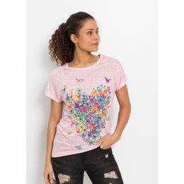 bonprix Damen T-Shirtrosa bedruckt, Gr. 52, bedruckt, unifarben, Jersey, Obermaterial: 65% Polyester, 35% Viskose. R&uuml;ckenteil: 100% Viskose, Shirts,