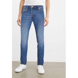 Jack & Jones JACK & JONES Herren Slim-fit-Jeans "JJIGLENN mit Used-Look und Stretchkomfort", blau, Gr. 34, Abriebeffekte, Denim/Jeans, Obermaterial: 76%