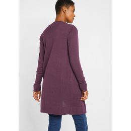 bonprix Damen Longstrickjacke, lila, Gr. 52, Strick, Obermaterial: 50% Baumwolle, 50% Polyacryl, Strickjacken, Oversize-Passform, kuschelig weicher