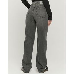 Tally Weijl Damen High-waist-Jeans "SPADEPEPPER", grau, Gr. 42, Abriebeffekte, Denim/Jeans, Obermaterial: 69% Baumwolle, 30% Lyocell, 1% Elasthan,