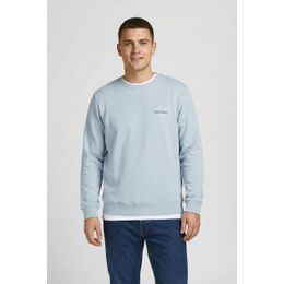 Jack & Jones PlusSize Sweatshirt "JJBRANDON SWEAT CREW NECK PLS", Herren, Gr. 5XL, blau (celestial blau), angeraute Sweatware, Obermaterial: 60% Polyester, 40% Baumwolle, JACK & JONES PLUSSIZE, bedruckt, regular fit, Rundhals, Rippb&uuml;ndchen, Sweatshirts Sweatshirt