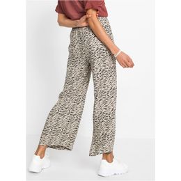 bonprix Damen Palazzohose, beige, Gr. 42, Obermaterial: 100% Viskose, Hosen, aus Viskose, lockere Passform, weiter Bein, casual Stil