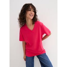 bonprix Damen Longshirt "Weites Long-Shirt mit V-Ausschnitt, Kurzarm (5er Pack)", bunt, Gr. 40, mehrfarbig, unifarben, Jersey, Obermaterial: 90%