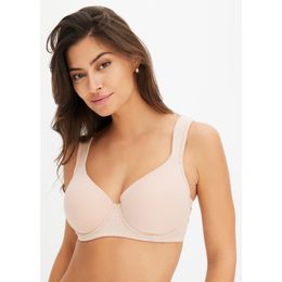 bonprix Damen Schalen-BH, Gr. 80, beige, Jersey, Obermaterial: 95% Baumwolle, 5% Elasthan, unifarben, BHs, mit breiten, gepolsterten Tr&auml;gern, mit