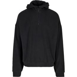 Urban Classics Herren Sweater "Urban Classics Herren Oversized Polar Fleece Half Zip Hoody"schwarz, Gr. S, unifarben, 100% Polyester, Sweatshirts