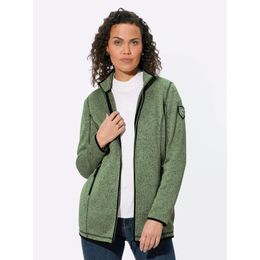 Casual Looks Damen Fleecejacke, gr&uuml;n, Gr. 36, gemustert, mehrfarbig, meliert, 100% Polyester, Paspelierung:100% Polyester, Jacken