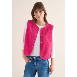 Cecil Damen Fellweste "Curly fake Wool"beetroot pink, Gr. L, unifarben, Fleece, Obermaterial: 100% Polyester, Westen, in Woll-Optik